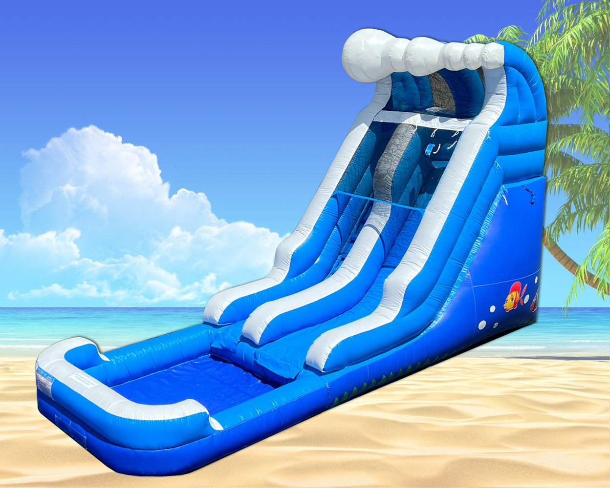 Jingo Jump 16' H x 25' L Inflatable Water Slide with Air Blower ...