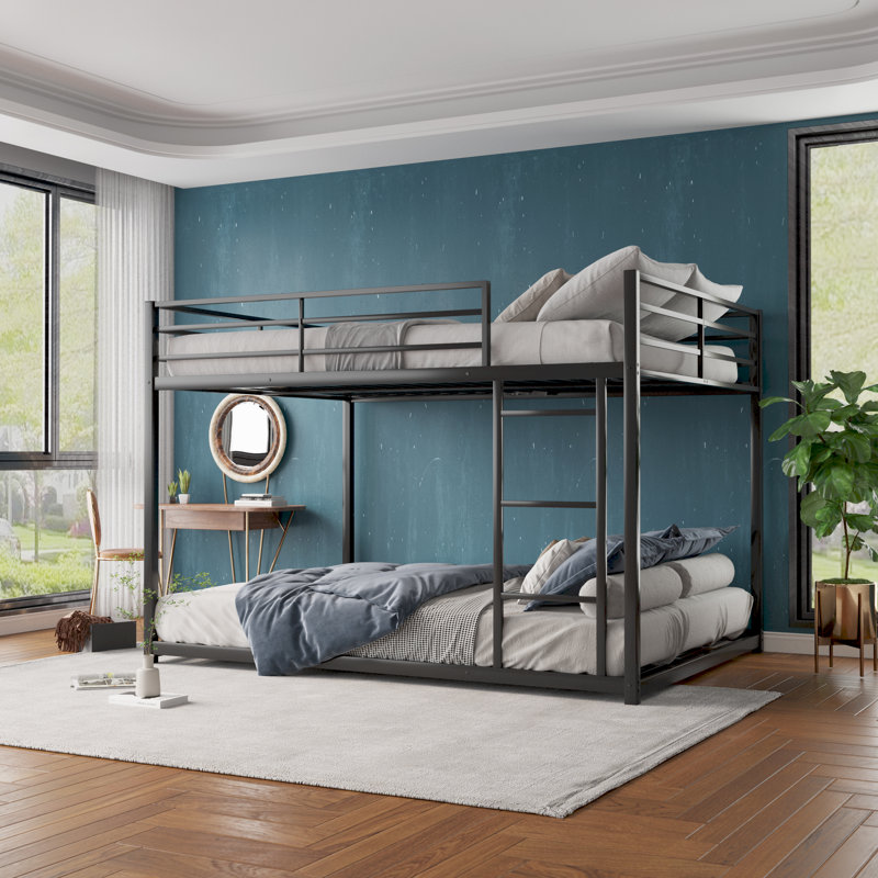 Isabelle & Max™ Full Over Full Metal Bunk Bed With Ladder Sliver | Wayfair