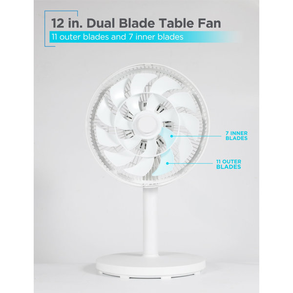 BLACK+DECKER 12-Inch Dual Blade Table Fan with Remote, Desk Fan with ...