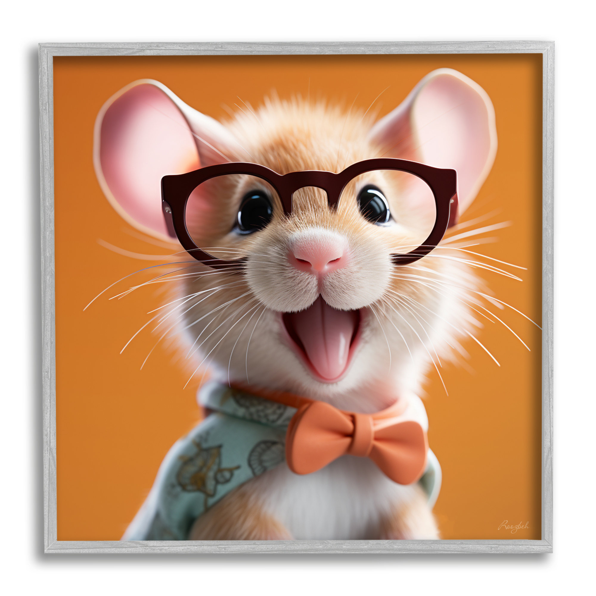 Stupell Industries Happy Mouse On Orange by Roozbeh | Wayfair