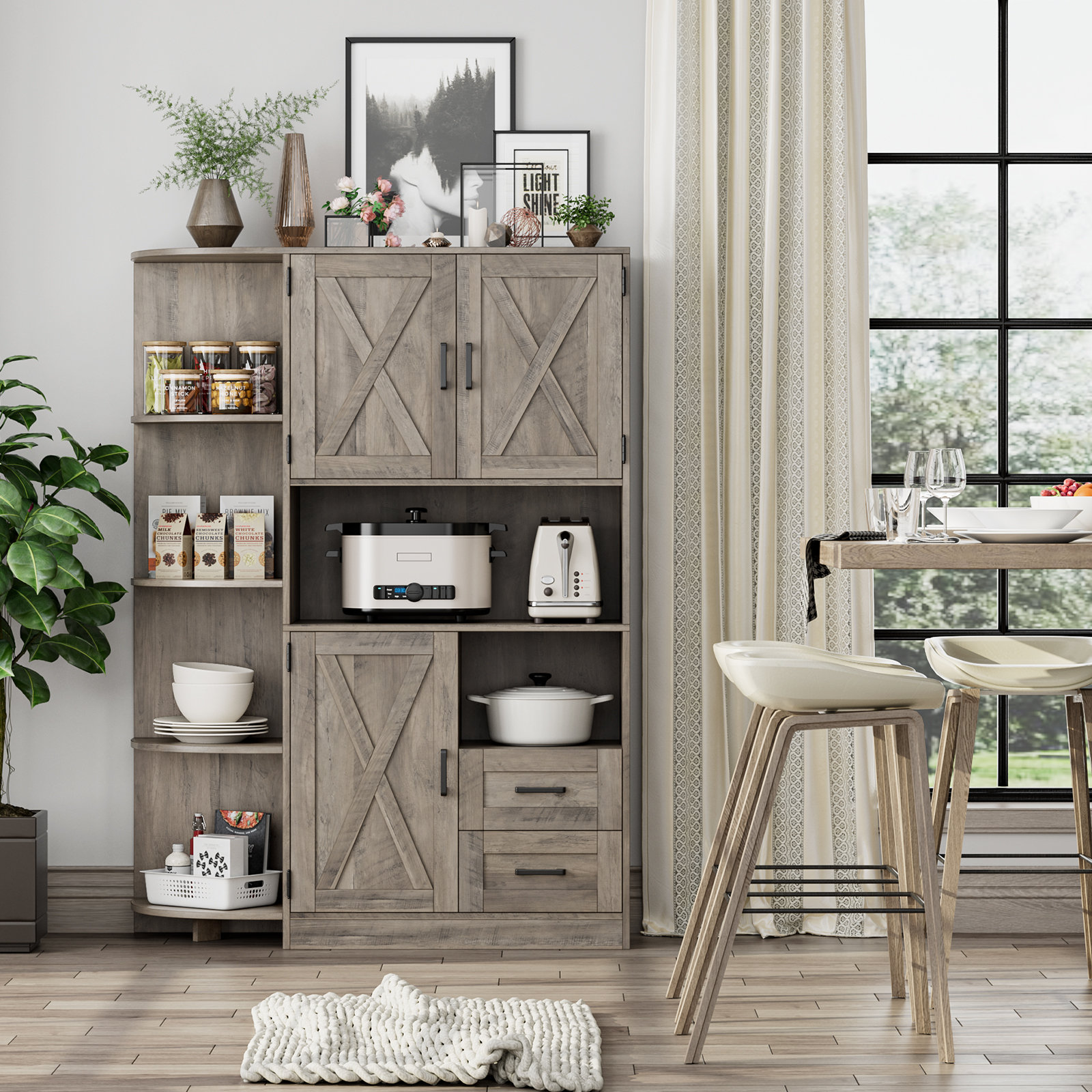 Laurel Foundry Modern Farmhouse® Straun Kitchen Pantry With Farm Doors ...