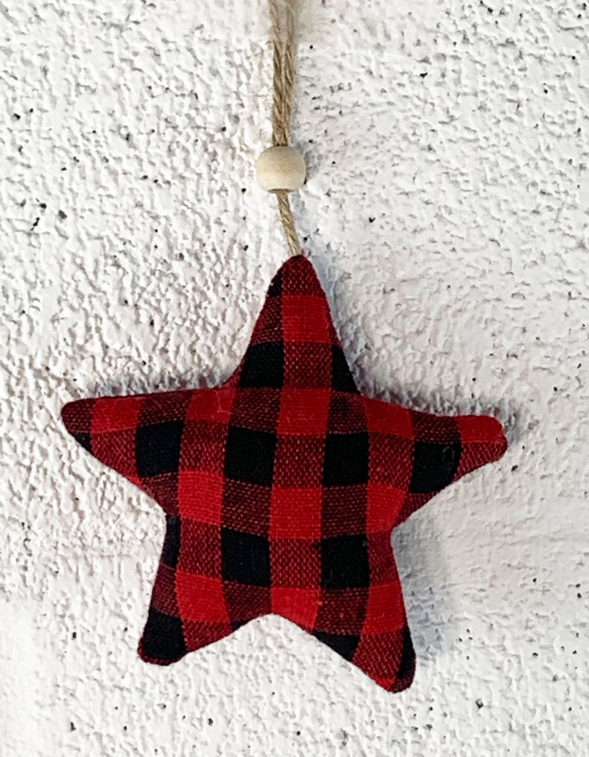 Ophelia & Co. Set Of 6 Red And Black Buffalo Check Star Ornament | Wayfair