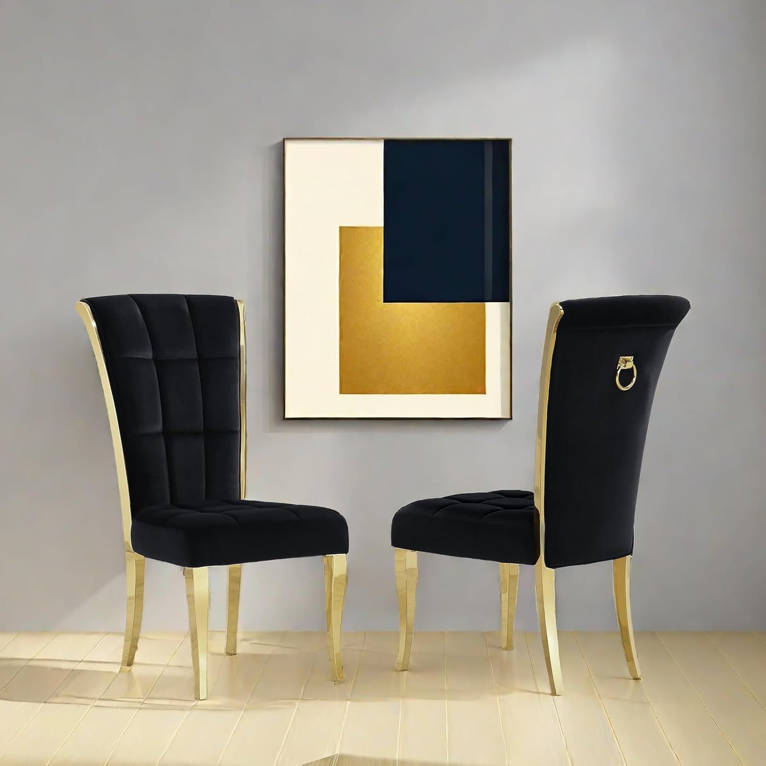 Everly Quinn Mansa Luxury Velvet Dining Chairs, High Back Kitchen ...