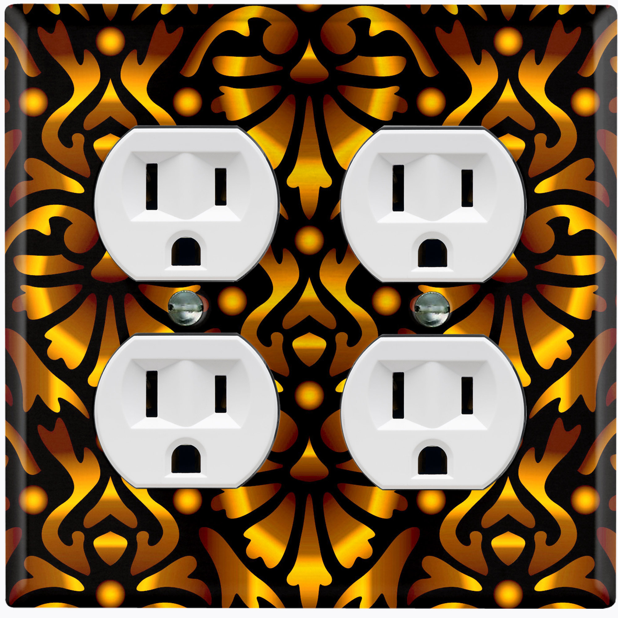 WorldAcc Metal Light Switch Plate Outlet Cover (Yellow Black Wallpaper ...