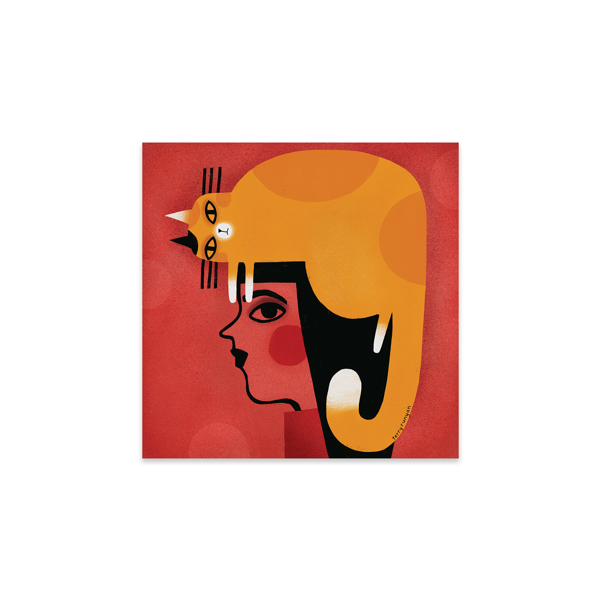 Red Barrel Studio® Yellow Cat Hat On Plastic / Acrylic by Terry Runyan ...