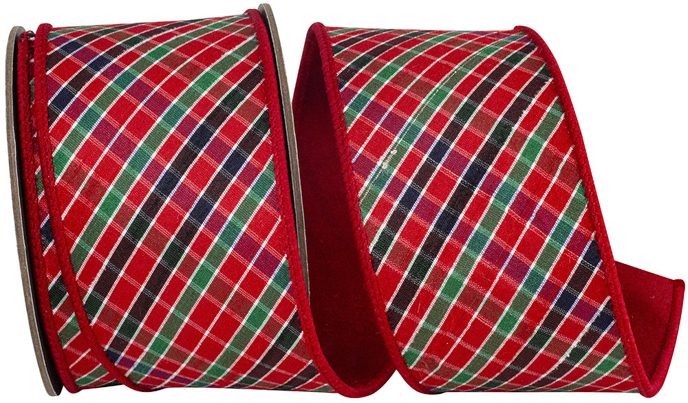 The Holiday Aisle® Plaid Petite Diagonal Deluxe Dupioni Backed Wired ...