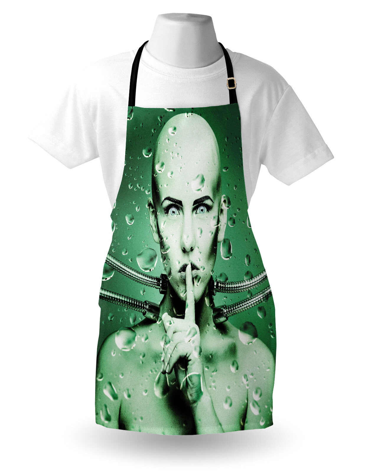 East Urban Home Futuristic Apron Unisex, Robot Girl in Glass, Adult ...