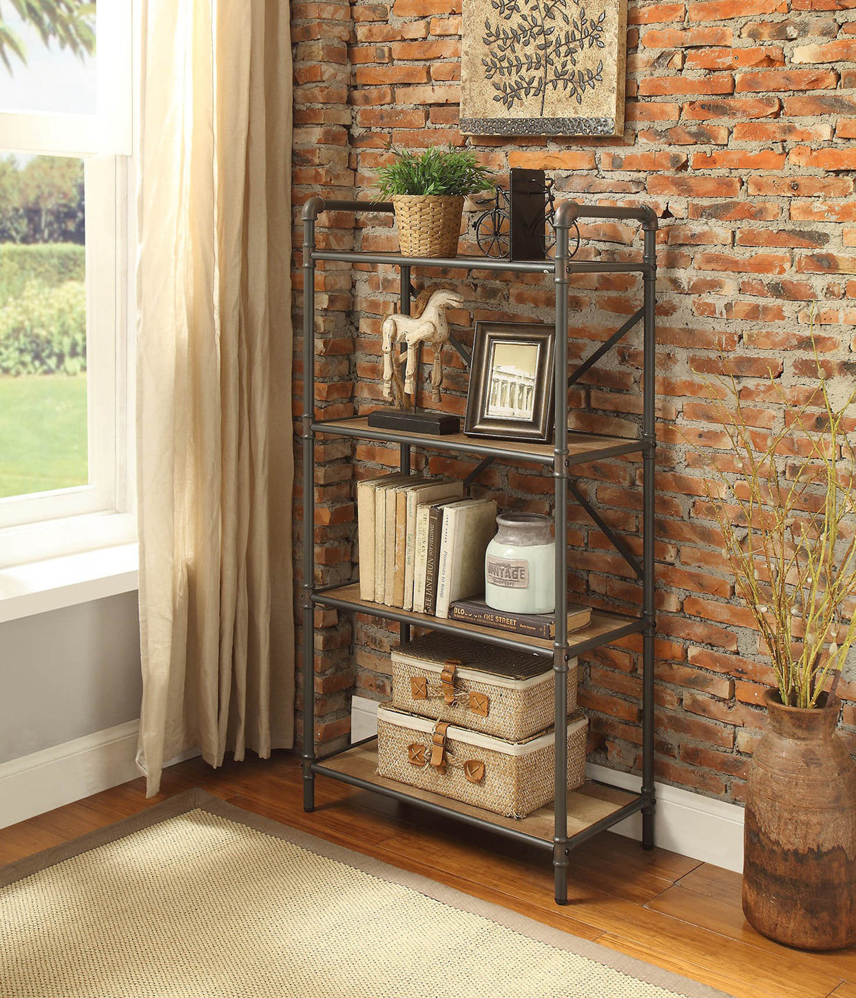 Williston Forge Industrial Design Open-Frame Design Bookshelf | Wayfair
