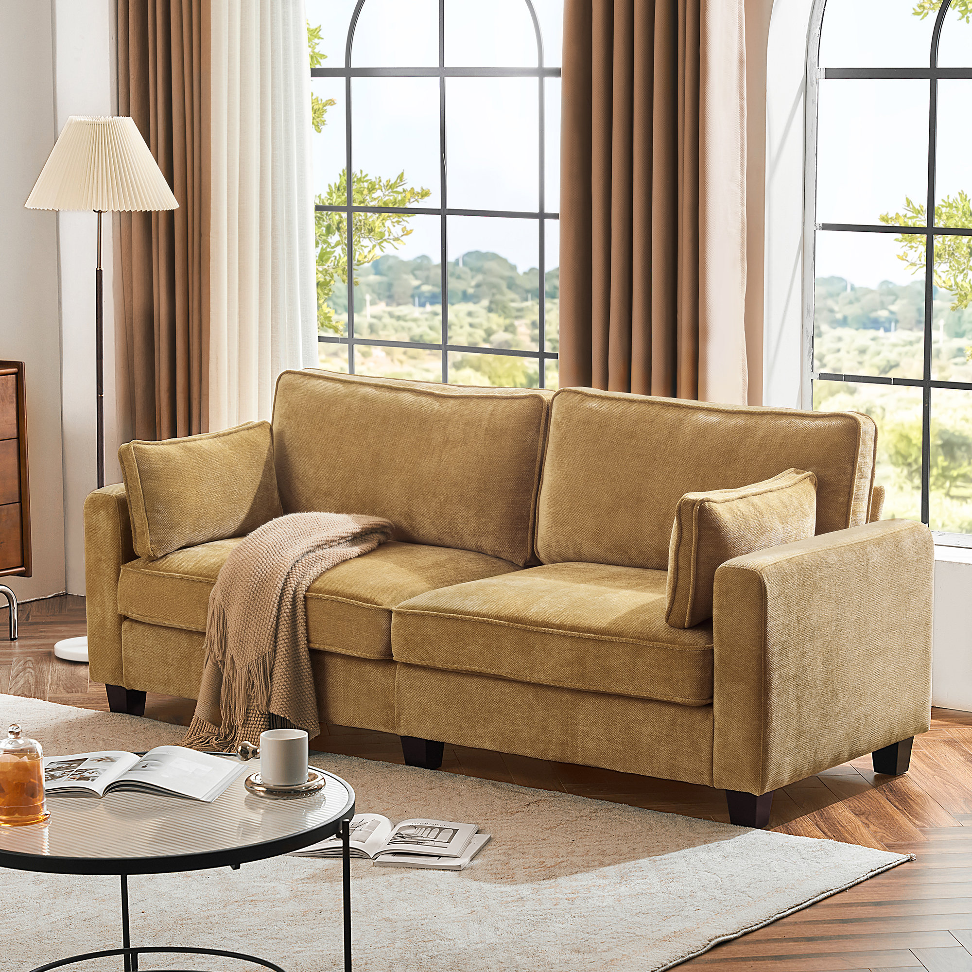 Latitude Run® 80.71'' Upholstered Square arm standard 3 seater sofa & Reviews - Wayfair Canada