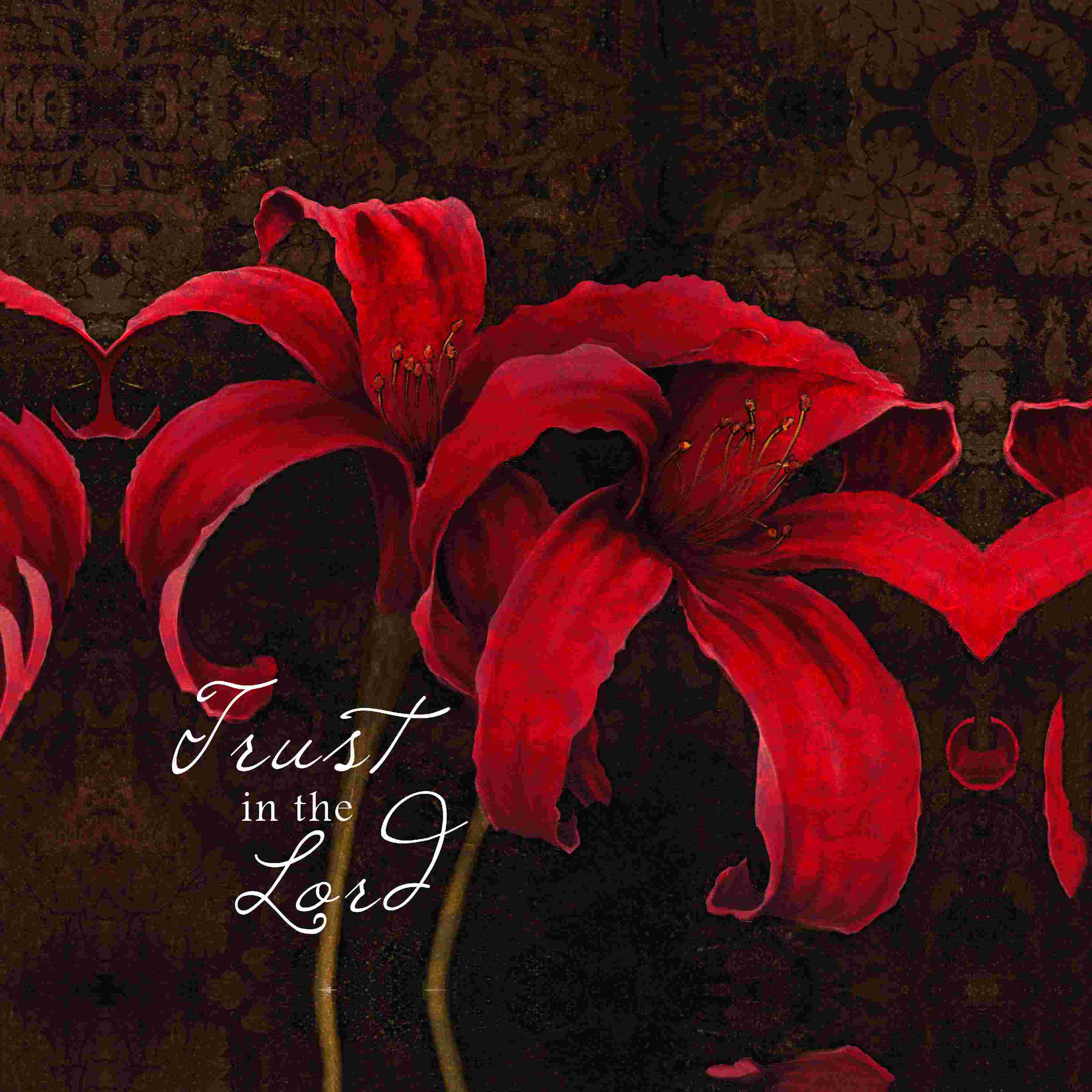 Trinx Tropical Red Flowers Trust In The Lord On Canvas Print | Wayfair