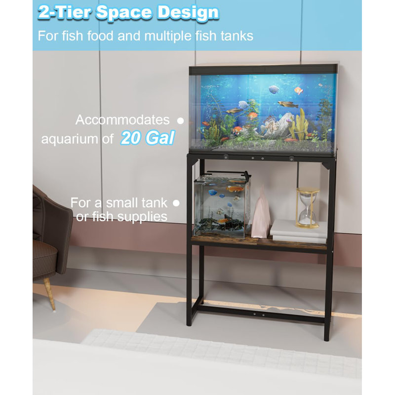Tucker Murphy Pet™ 20 Gallon Fish Tank Stand, Upgraded Height Aquarium ...
