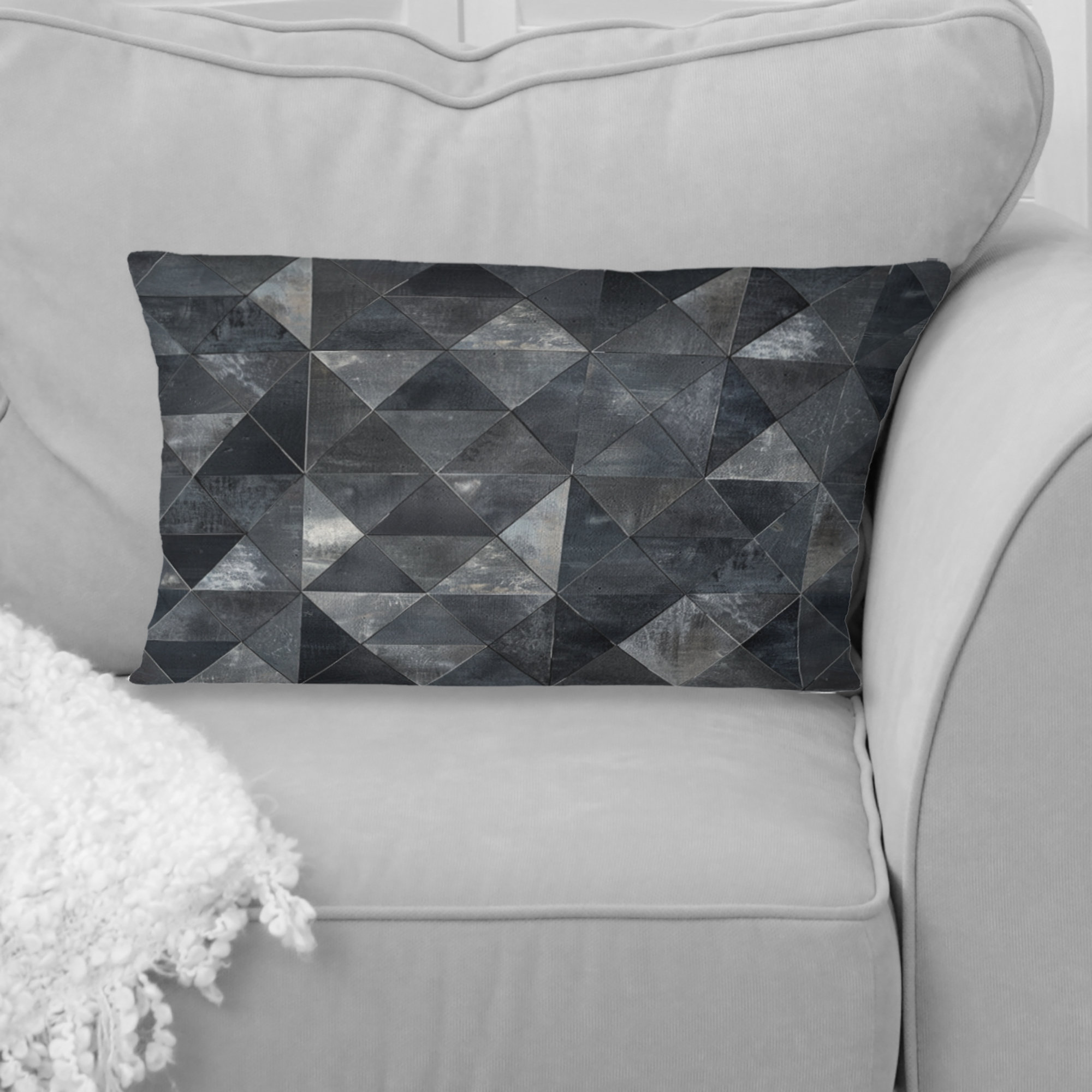 Design Art Triangle Geo Patterns I - Glam Lumbar Pillow | Wayfair