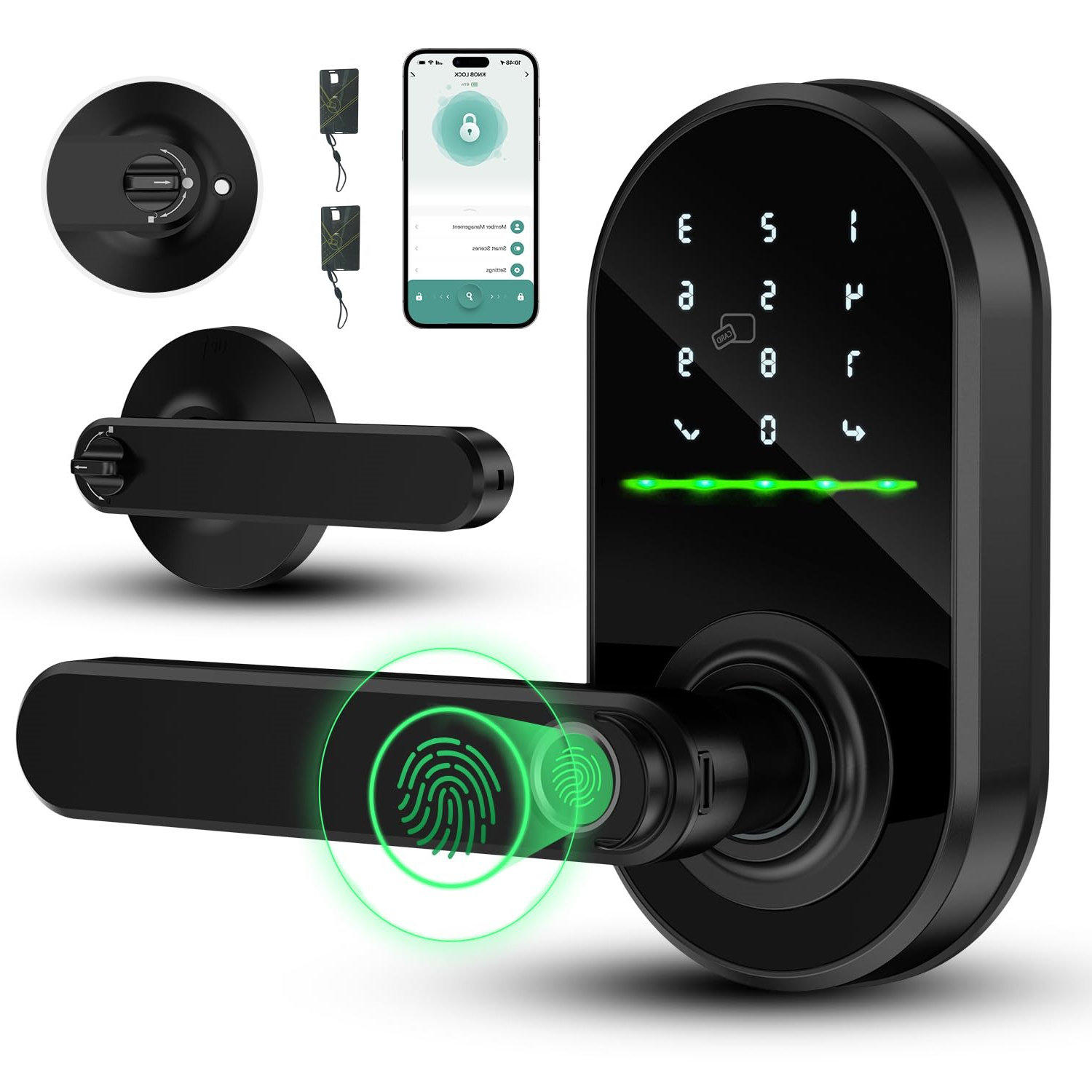ARMIJU Smart Door Handle Lock with Keypad Fingerprint Access App ...