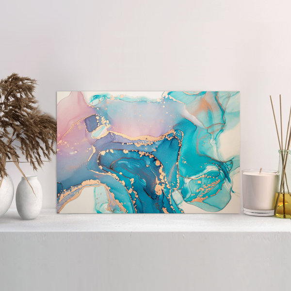 Ivy Bronx Abstract Cyan Symphony Modern Geode Agate Crystal Fractals On ...