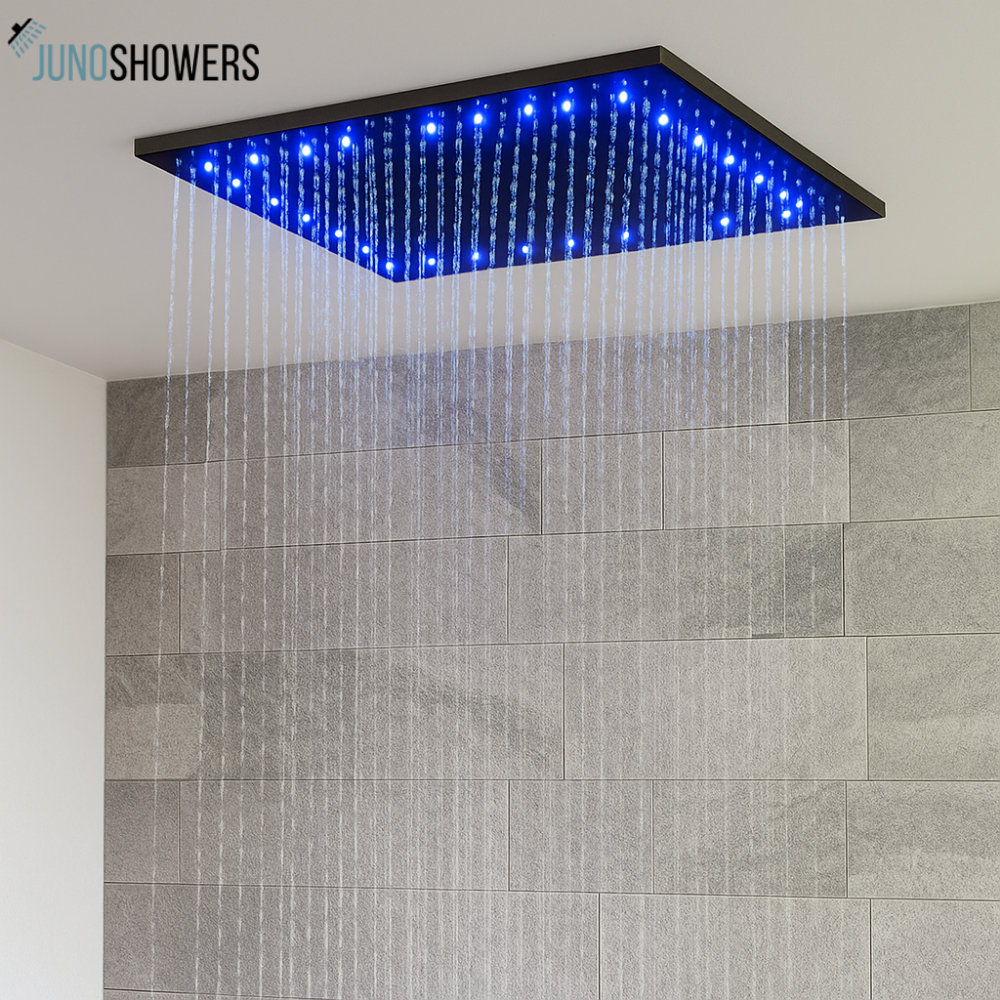 Juno Showers Oil-Rubbed Bronze LED Rain Shower Head – Color Changing ...