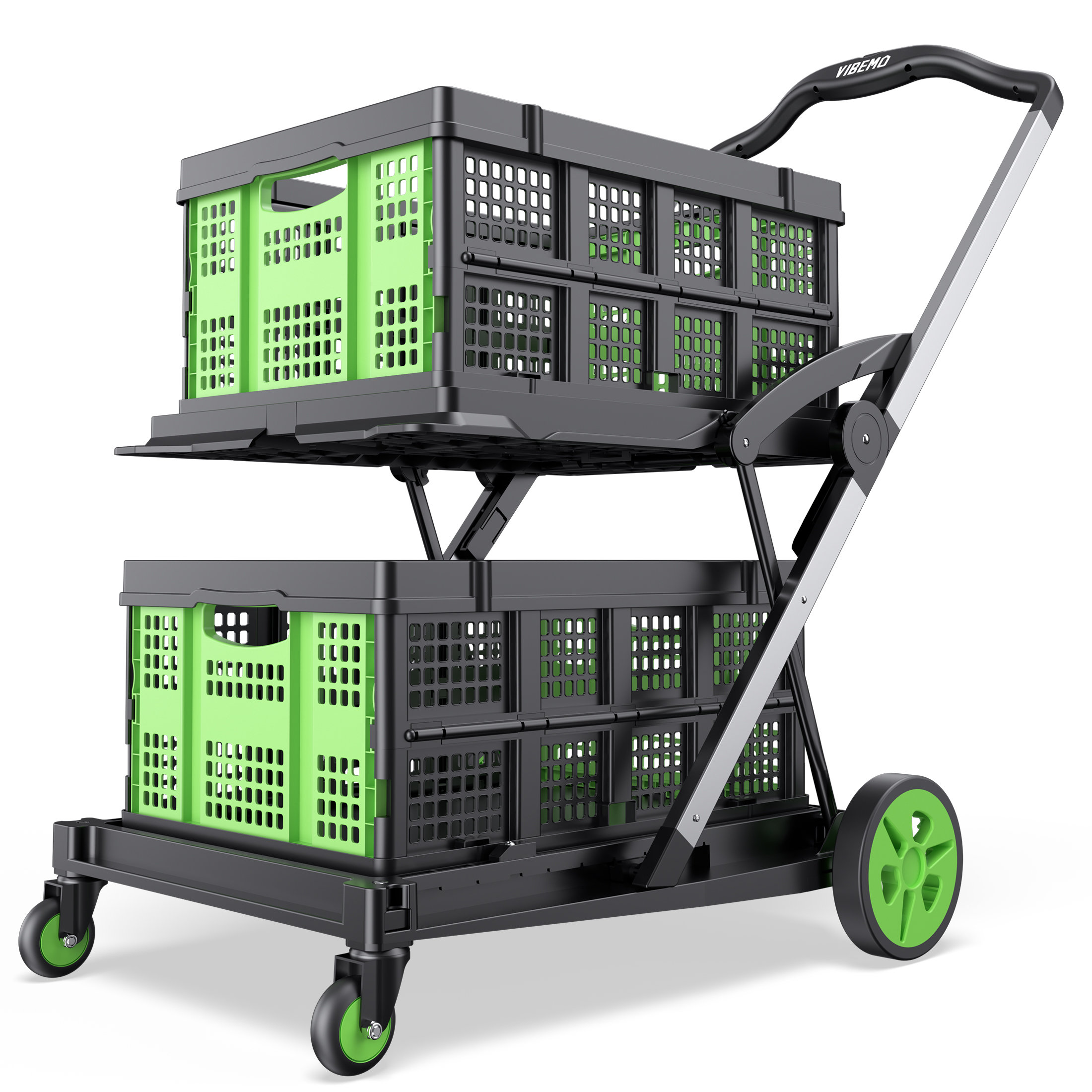 ANGGREK Multi Functional Collapsible Carts With 2 Storage Crates, 2 ...