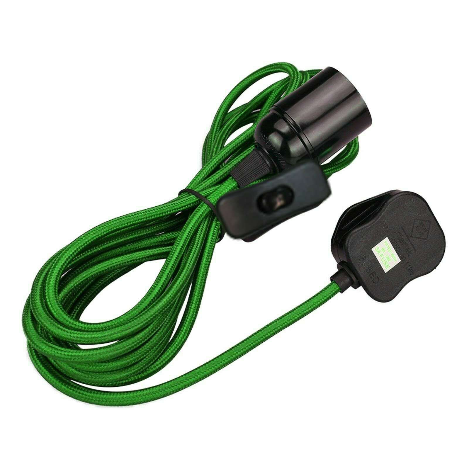 LEDSone Ceiling Pendant Fitting, E27 Lamp Holder 2M Plug In Pendant ...