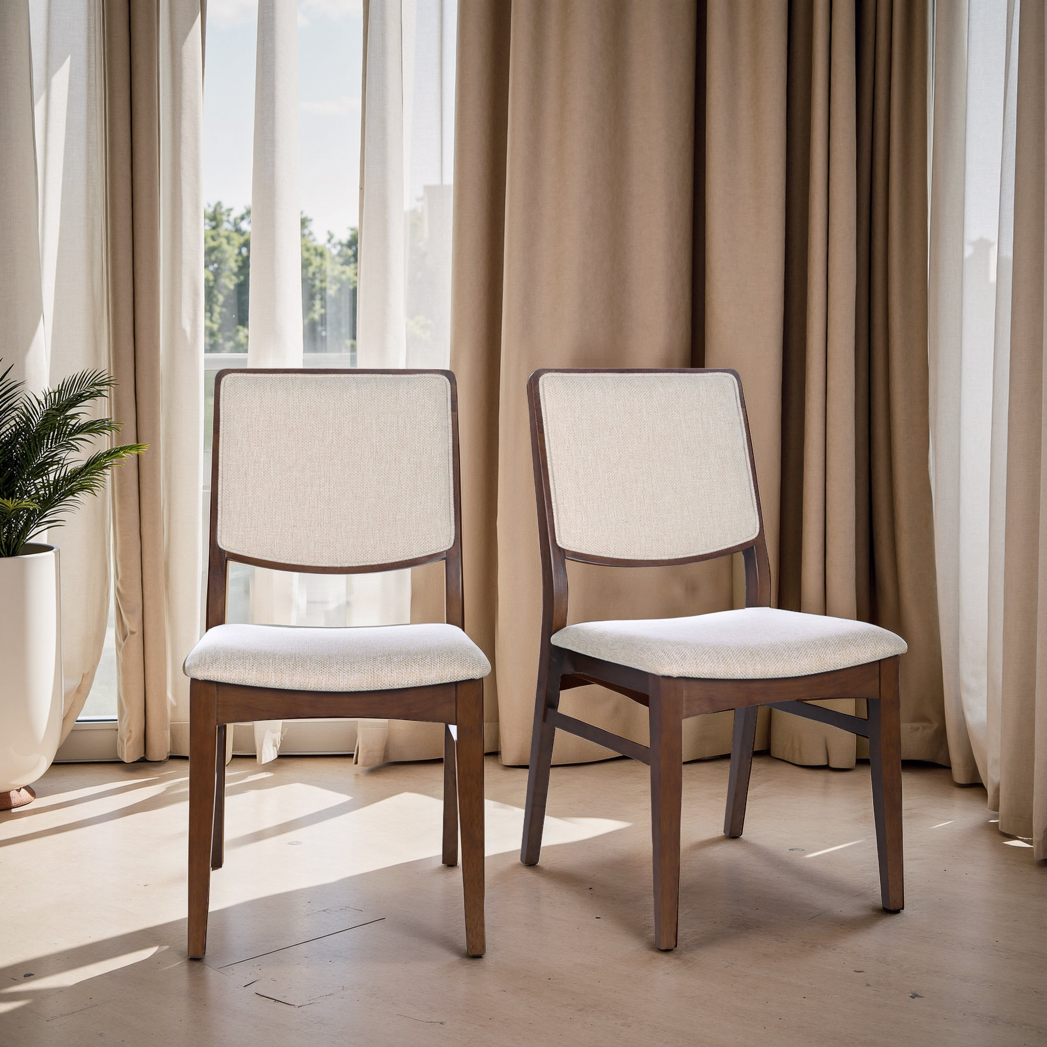 George Oliver Carmel Solid Wood Linen Fabric Dining Chair | Wayfair