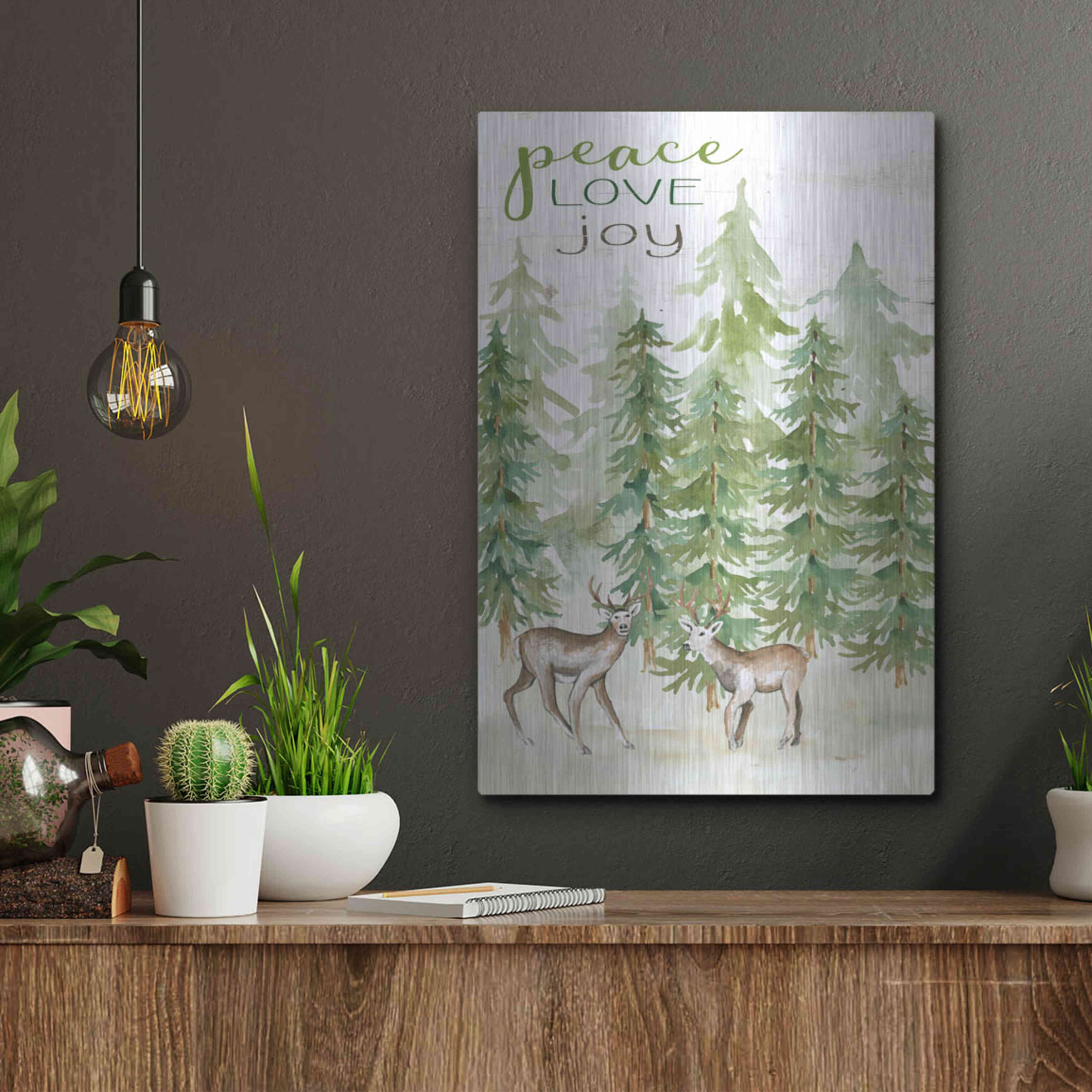 Millwood Pines " Peace Love Joy Deer " by Cindy Jacobs on Metal | Wayfair