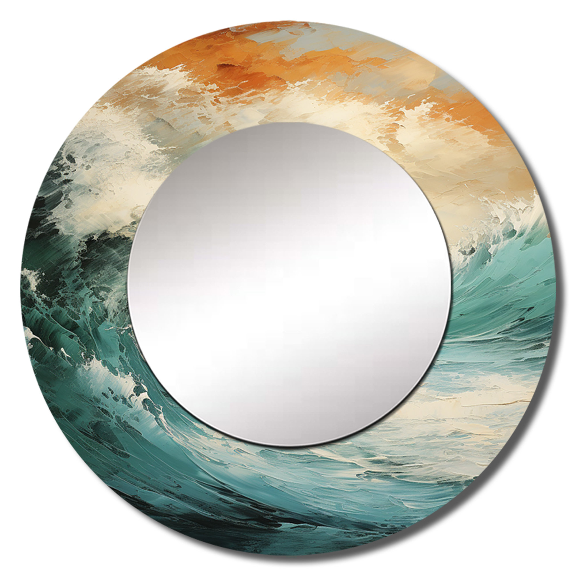 East Urban Home Roetta Modern Coastal Blue And Gold Wave - Ocean Mirror ...