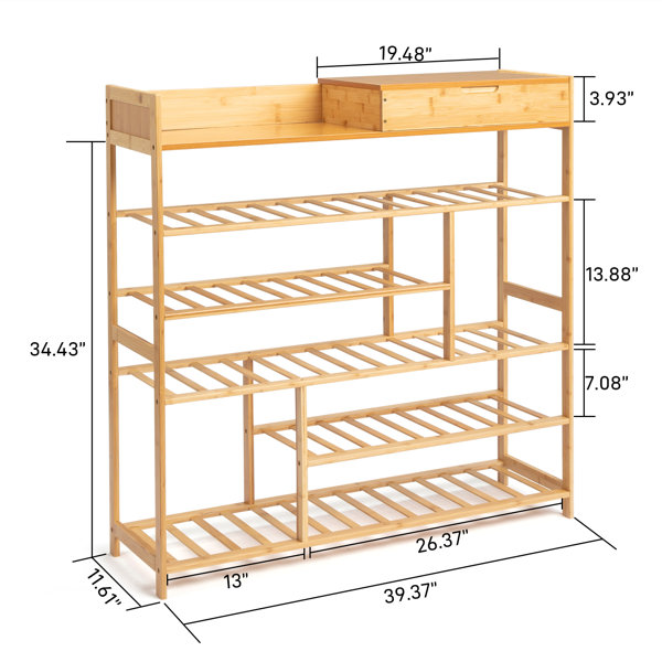 Millwood Pines Nanno 24 Pair Solid Wood Shoe Rack & Reviews | Wayfair