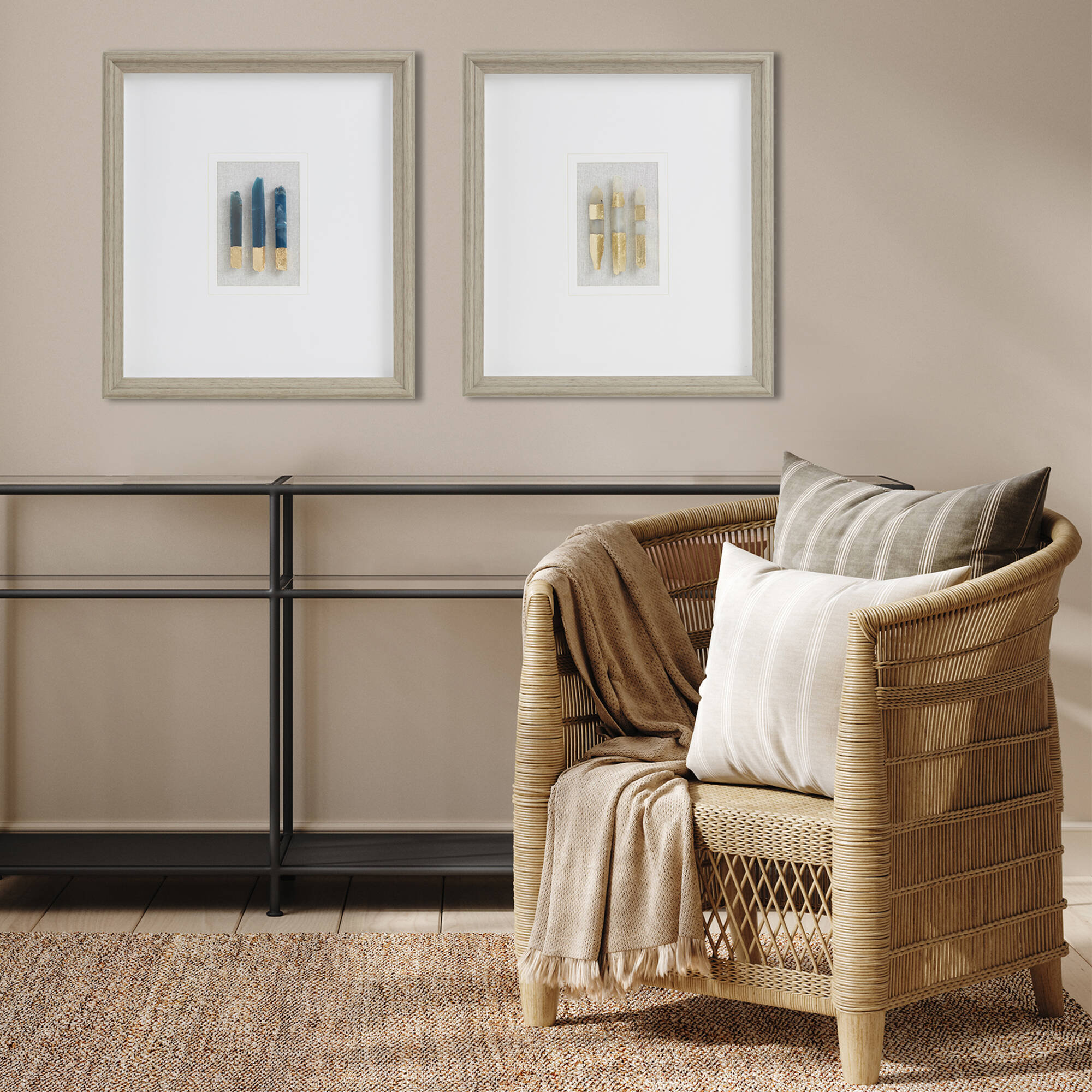 Madison Park Staggered Stones Off-White Natural Agate Double Mat Shadow ...