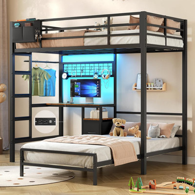 bunk bed with seating underneath