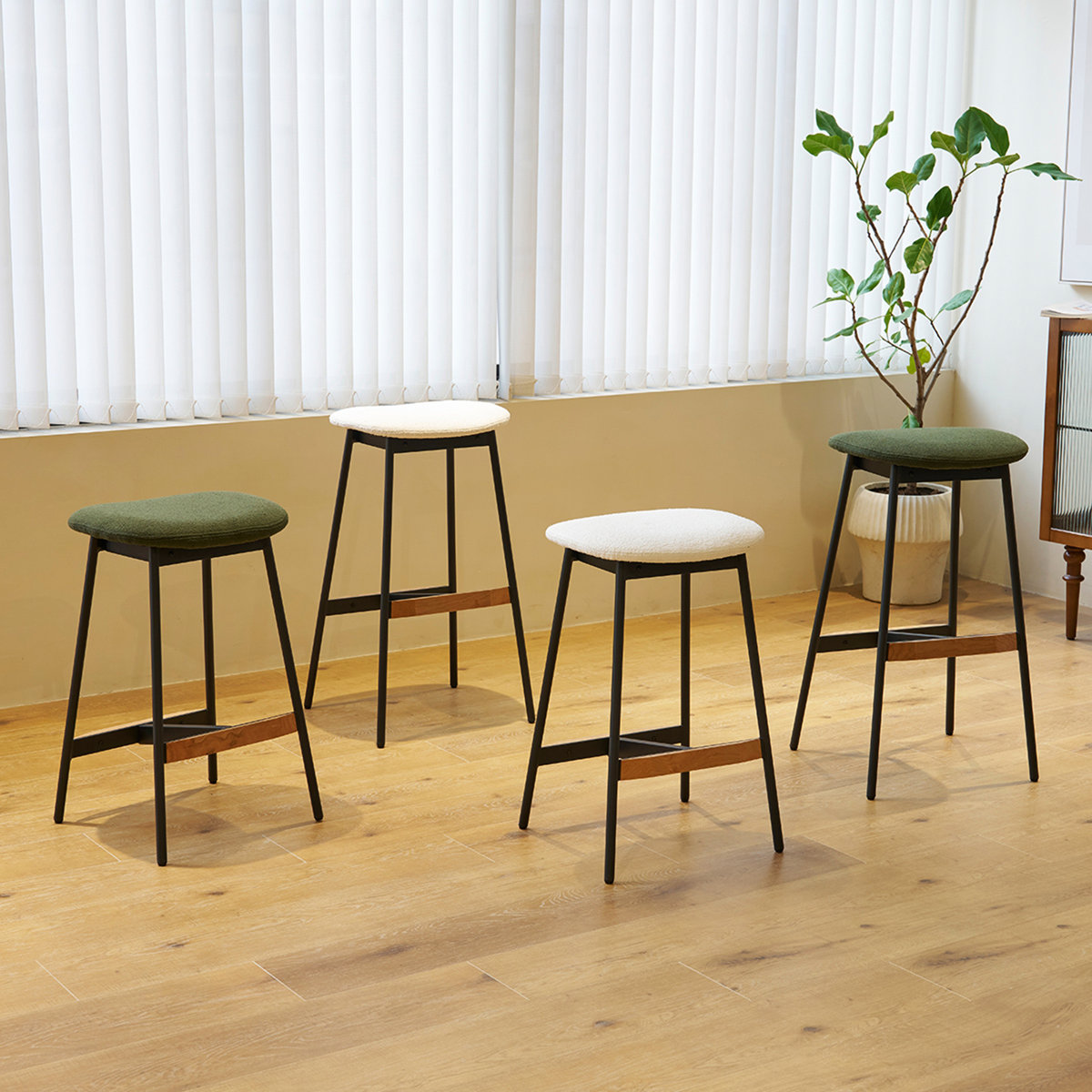 Latitude Run® Modern Set Of 2 Bar Stools Comfortable & Stylish Counter ...