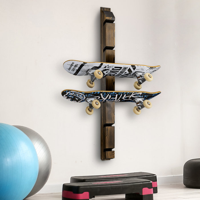 Millwood Pines Bridyn Wood Wall Mounted Sports Skateboard Rack | Wayfair