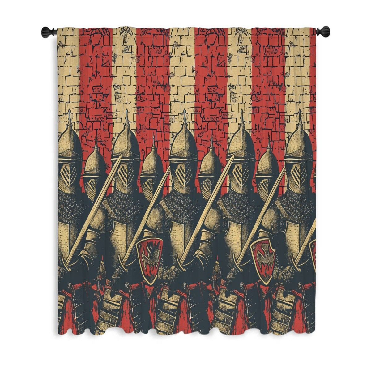 VisionDecor Knights Window Curtains, Medieval Blockout & Sheer Curtains ...
