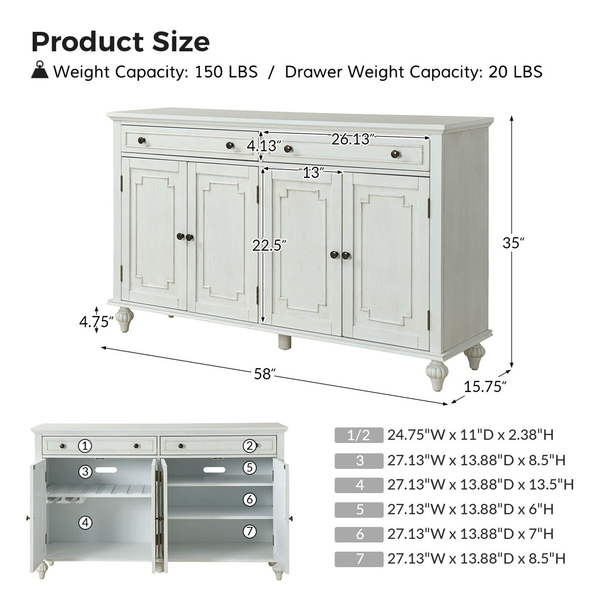 Lark Manor™ Aleq 58'' Sideboard with Stemware Rack and Adjustable ...