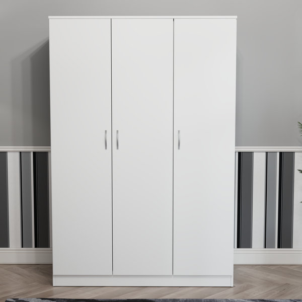 17 Stories Maybery 3 Door Wardrobe, With Shelf & Hanging Rail Bedroom ...