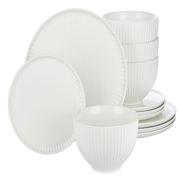 Brayden Studio Caricia 12 Piece Porcelain China Dinnerware Set ...