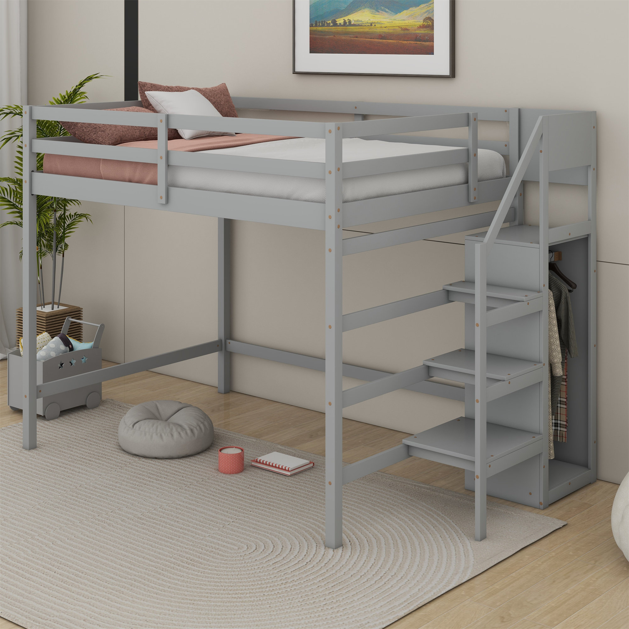 Harriet Bee Jakema Full Loft Bed with Shelves by Harriet Bee - Wayfair ...