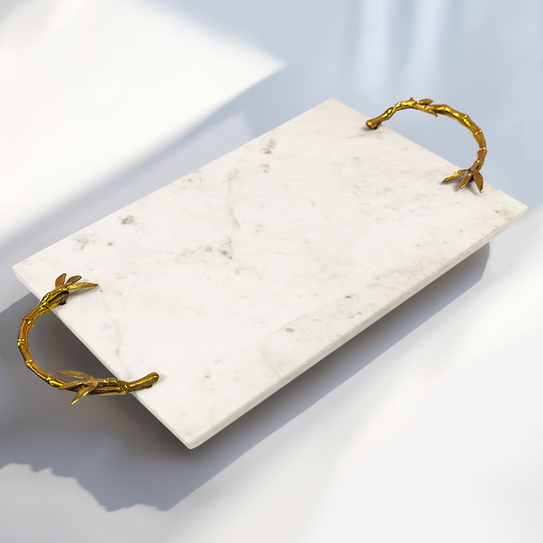 Red Barrel Studio® Elegant Large Serving Tray Rectangular Marble Tray ...