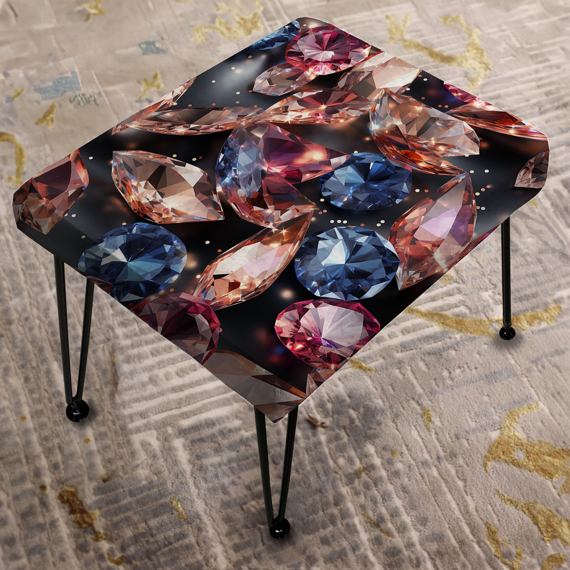 Design Art Purple And Gold Glass Glamour Opulence - Glam Rectangle ...