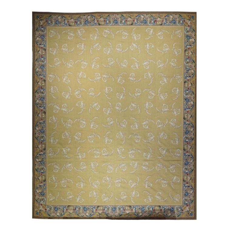 Fine Rugs NY Hand-Knotted Wool Area Rug in Green | Perigold