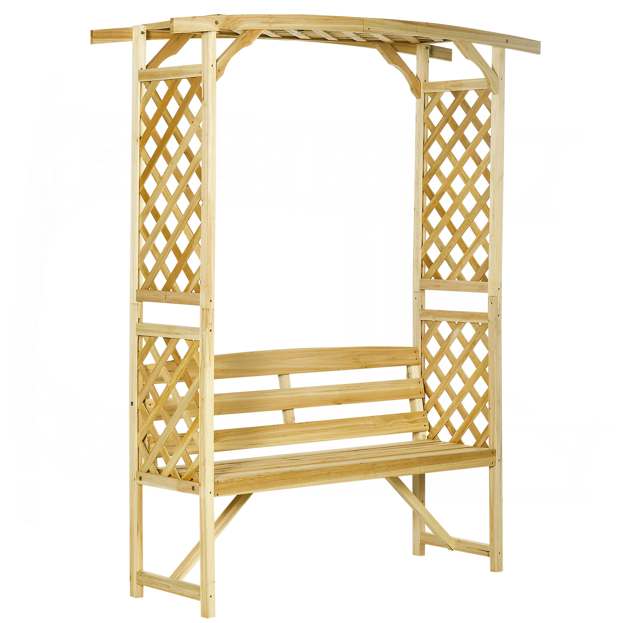 Alcott Hill® Patio Garden Bench Arbor Arch With Pergola And 2 Trellises ...