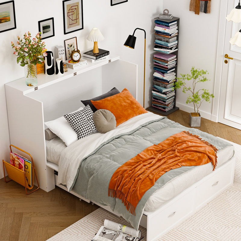 Latitude Run® Detravious Fold Out Murphy Bed With Power Outlets ...