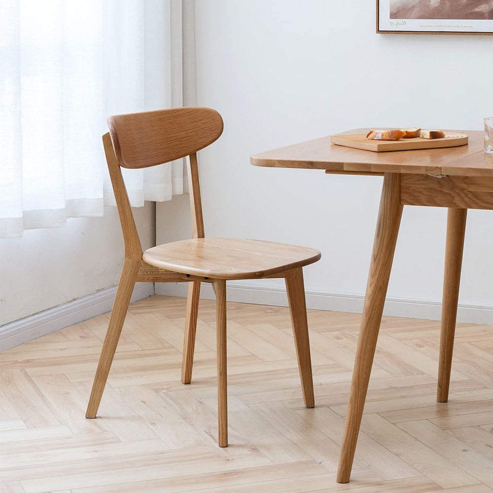 Corrigan Studio® Gansevoort Wood Dining Chairs, Solid Oak Wood Chairs w ...