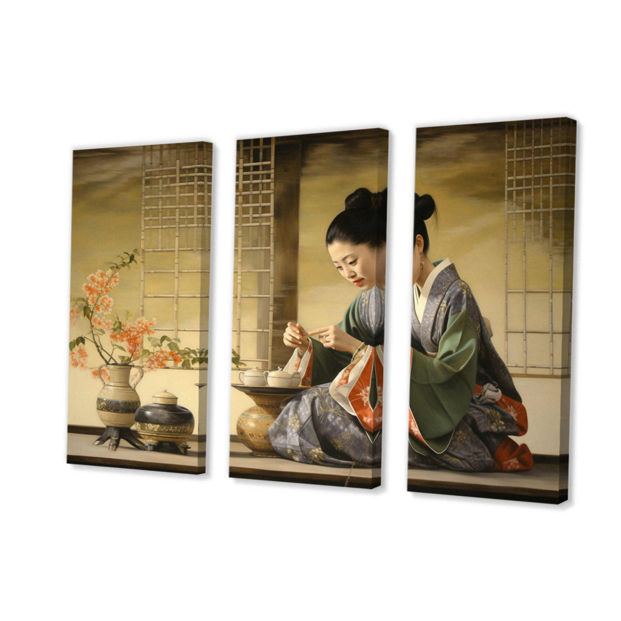 Fleur De Lis Living Asian Art Tea Ceremony I - Asian Art Wall Decor Set ...