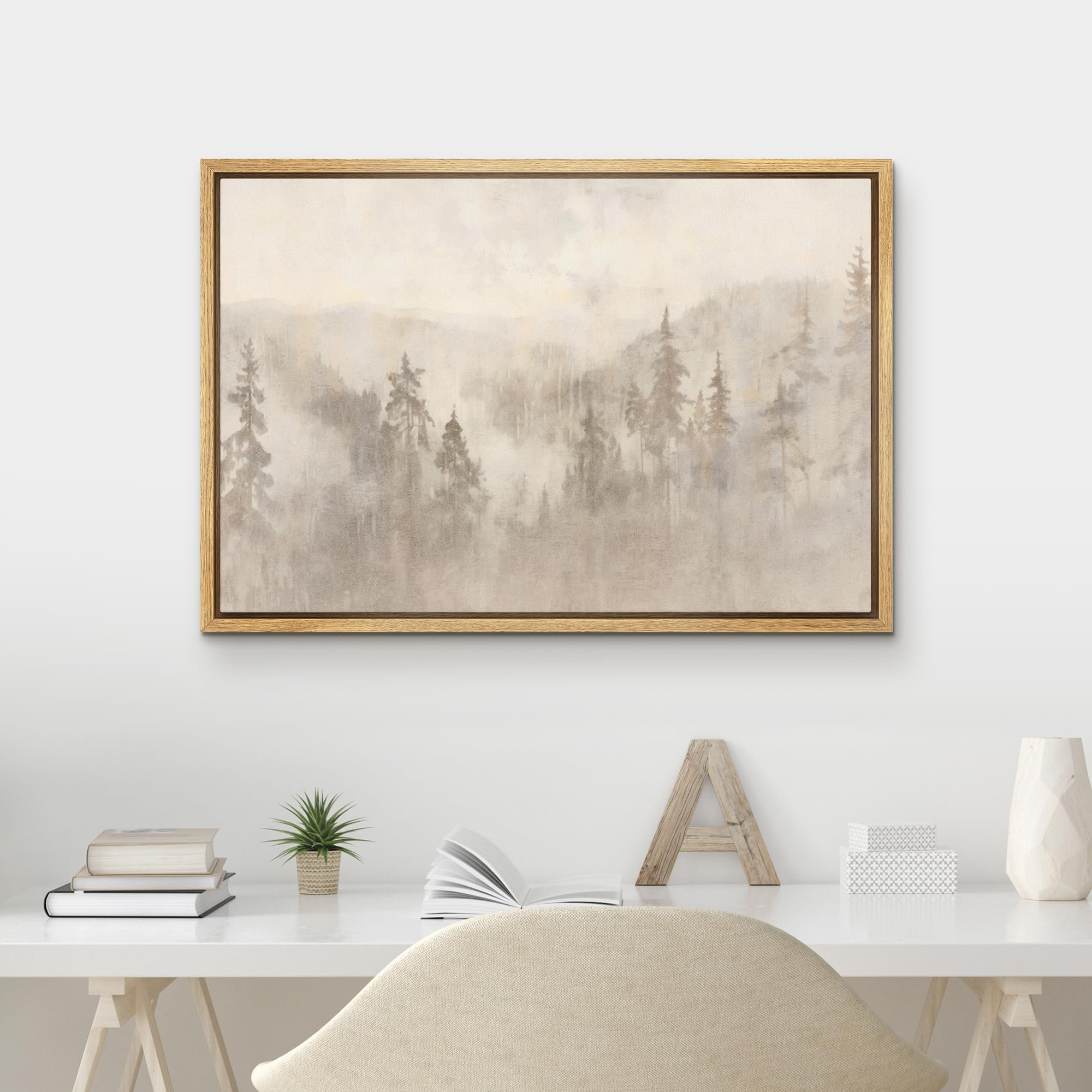 IDEA4WALL Woodland Forest Landscape Misty Forest Soft Neutral Landscape Illustrations Modern ...