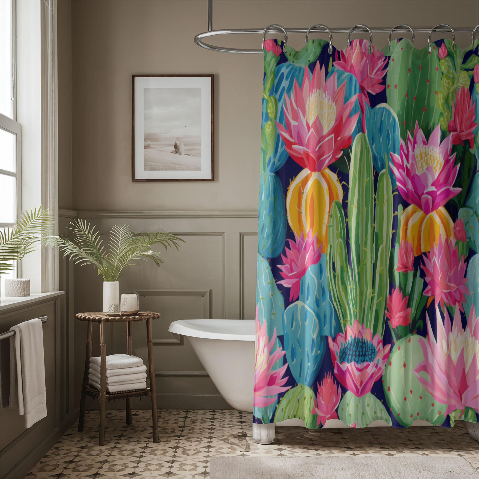 East Urban Home Preppy Cactus Patterns - 1 Piece Standard Shower ...
