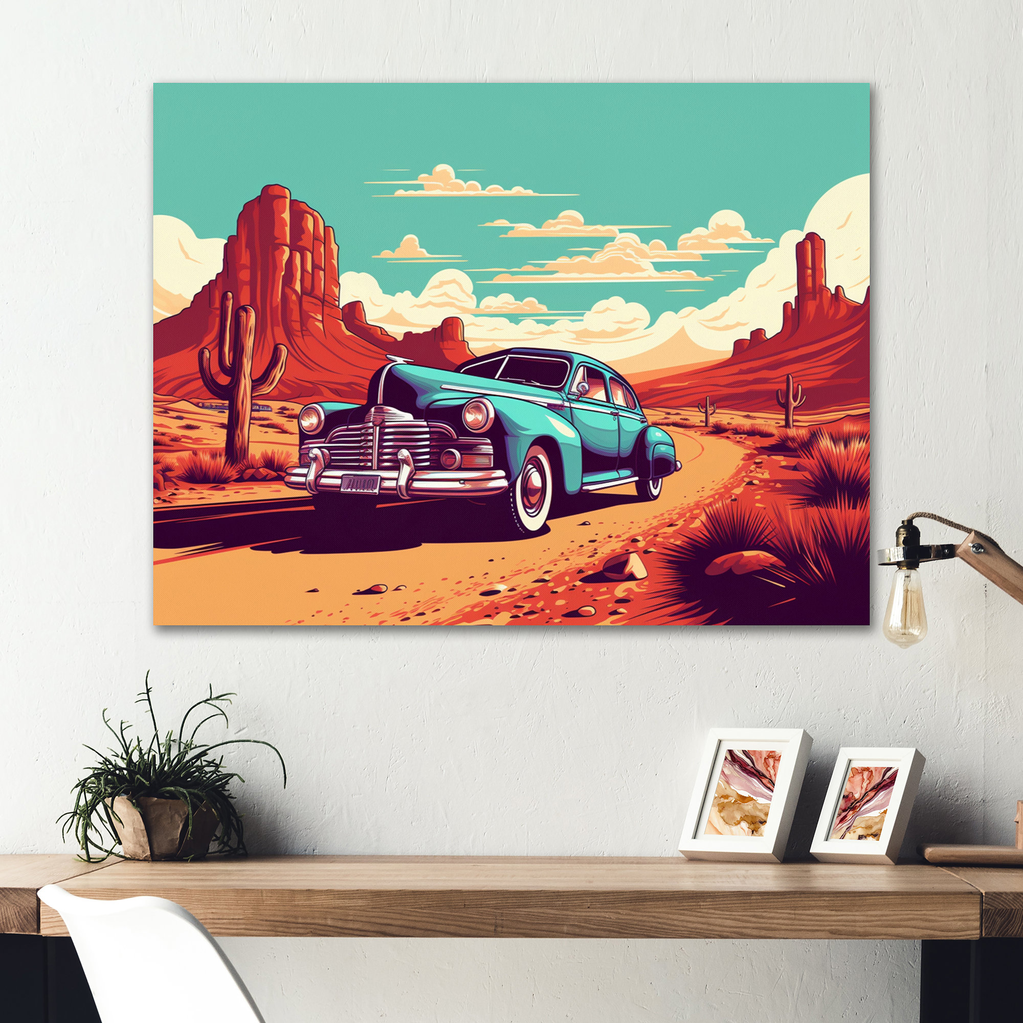 Foundry Select Old American Car In Nevada III - Retro Cartoon Car Print ...