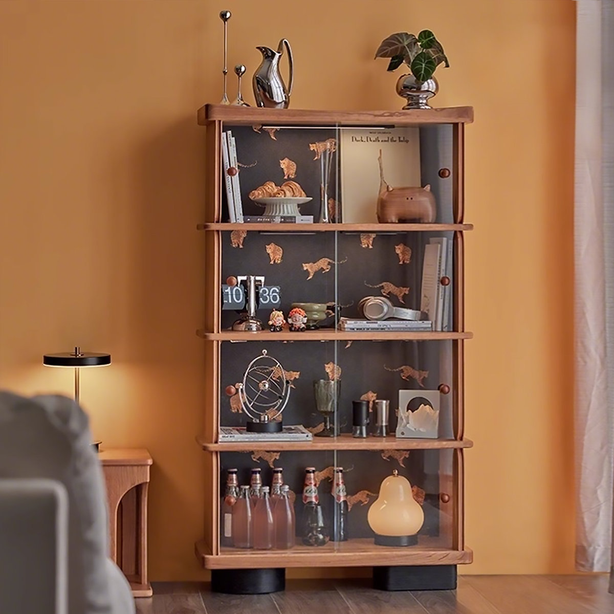 SINNOG Vintage Brown Cherry Wood Storage Display Cabinet - Wayfair Canada