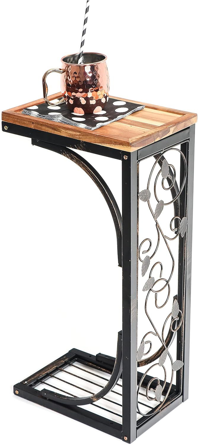 Red Barrel Studio Innovations 2 Sofa Snack Acacia Wood Top Side Table ...