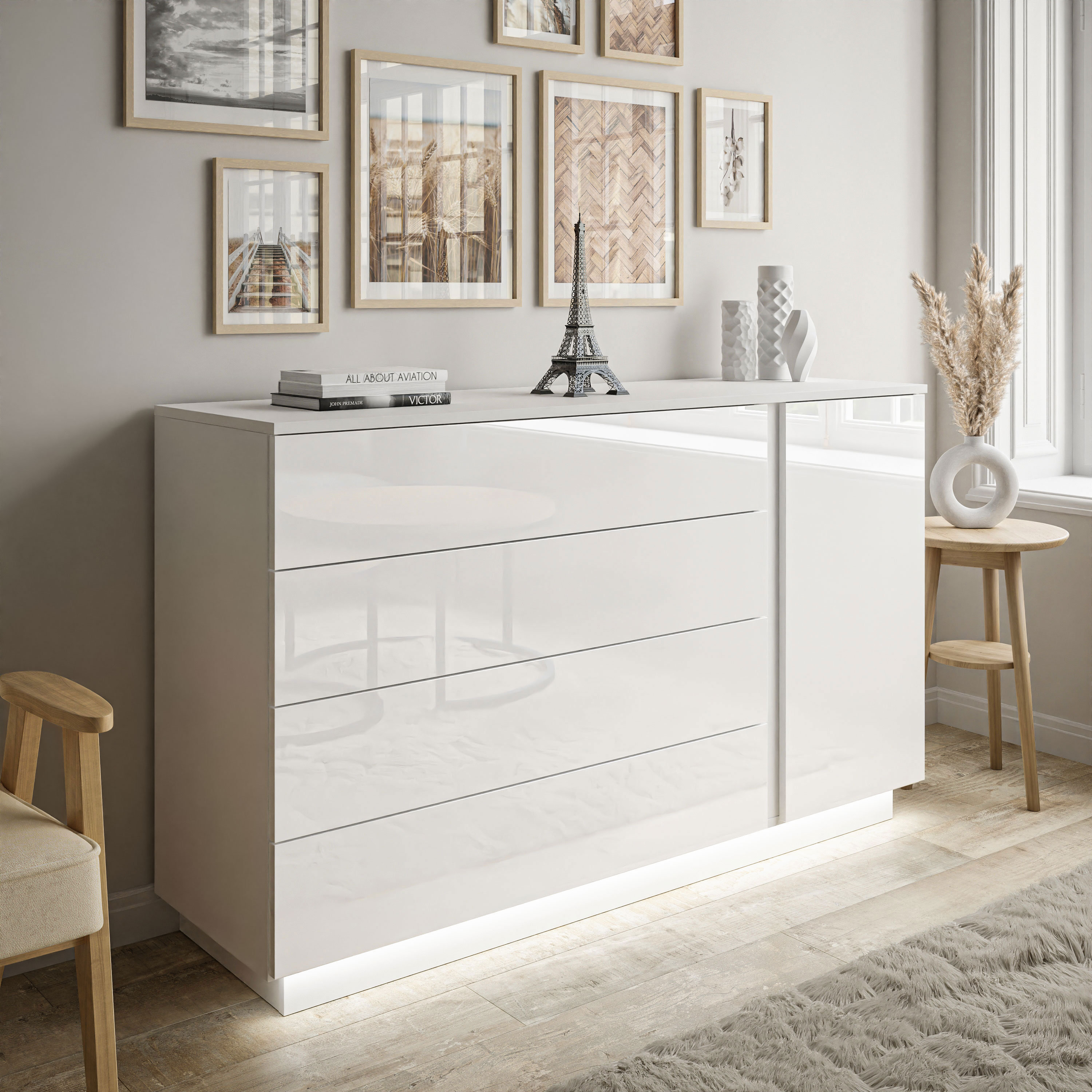 Ivy Bronx Varonique 4 Drawer 138cm W Combi Chest of Drawers & Reviews ...