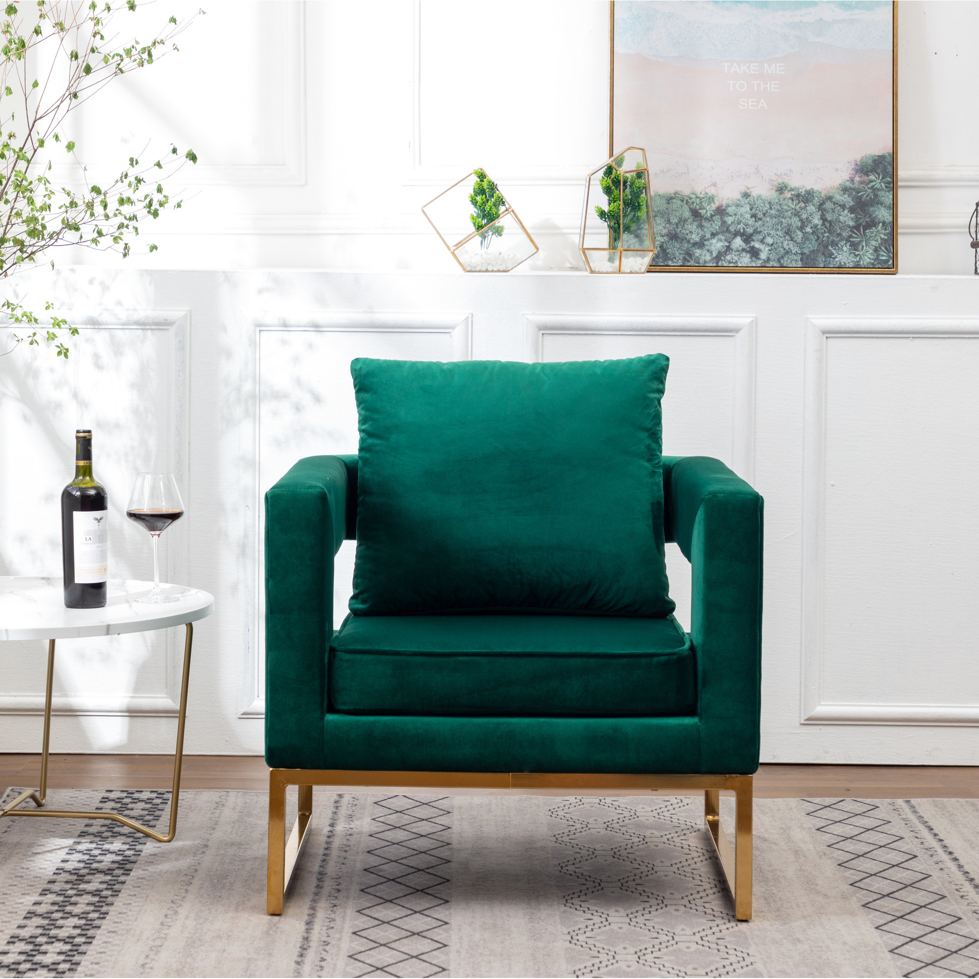 Mercer41 Arm Chair Style - Contemporary Upholstered Design, Metal ...