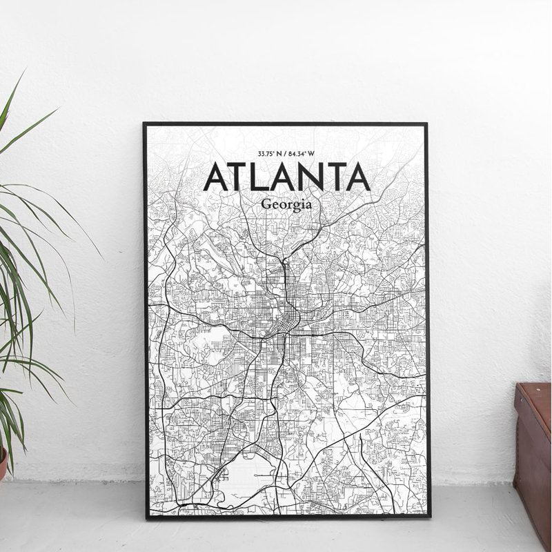 Wrought Studio Atlanta City Map On Paper Print | Wayfair