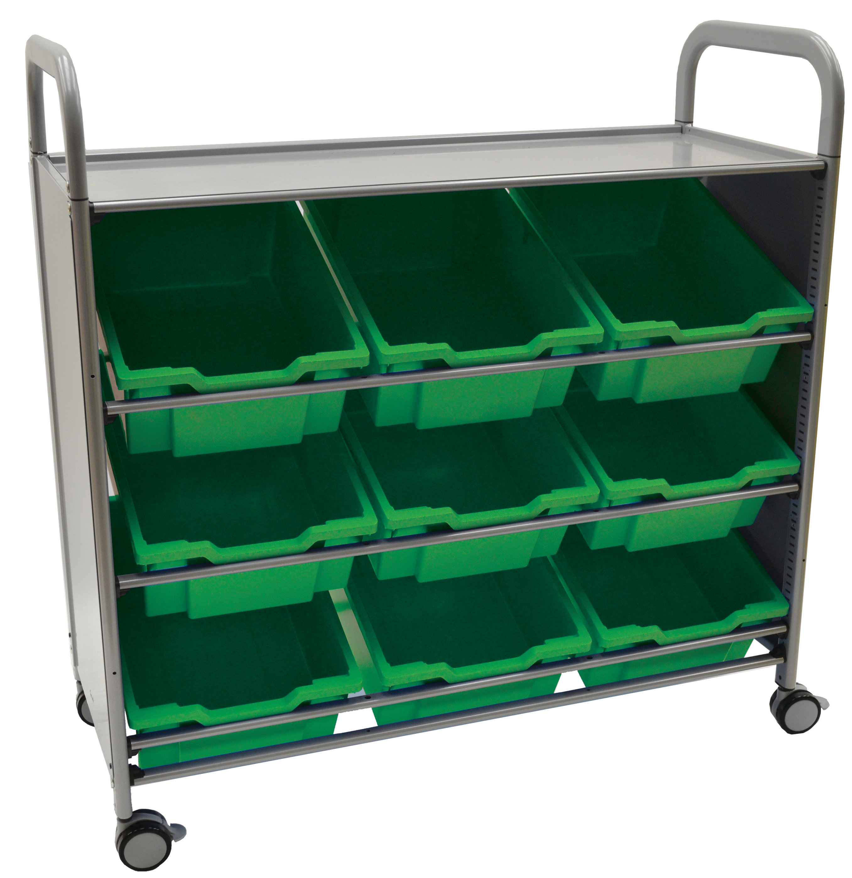 Gratnells Callero Tilted 9 Compartment Tote Tray Cart with Bins ...